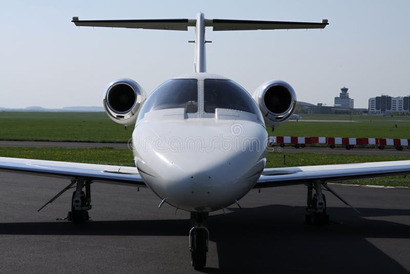 Front Part of Light Business Jet Stock Image - Image of cockpit, ramp ...