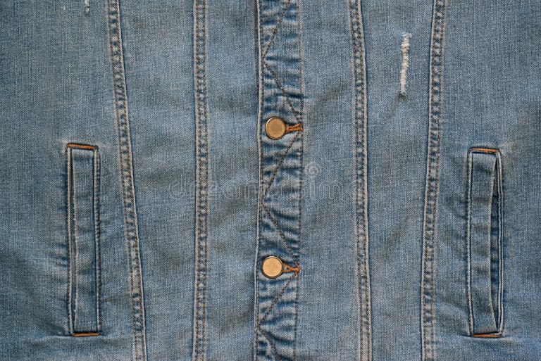 Front Part with Lower Pockets of a Denim Jacket Stock Photo - Image of ...