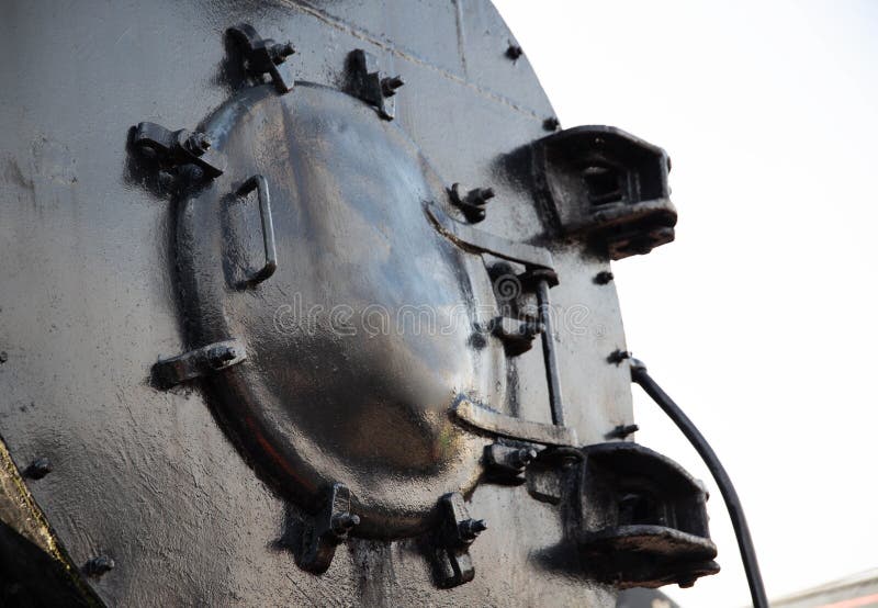 Front Part of an Old Steam Locomotive with Spotlight, Industry Stock ...