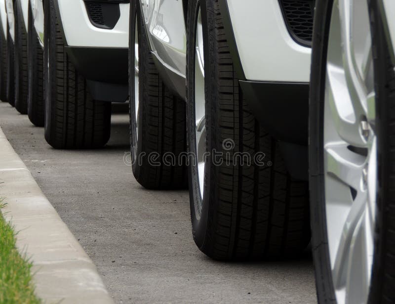 The Same Vehicles Lined Up on the Street. Front Point of View Stock ...
