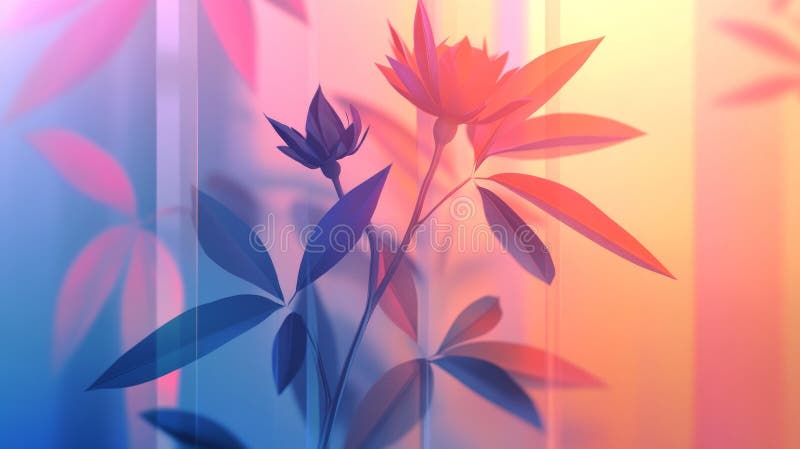 In Front of a Pastel Geometric Pattern, a Single Rose Comes into Bloom ...