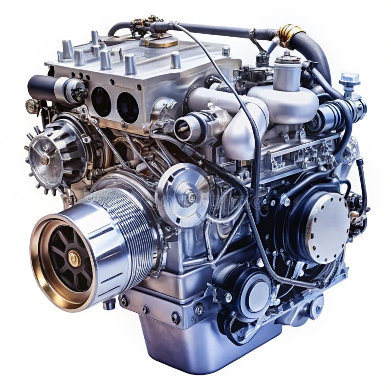 Front Perspective of a Complex Automotive Engine System Showcasing ...