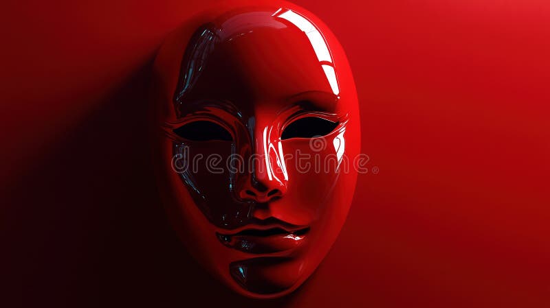 Front Perspective, Dramatic Lighting, a Shiny Red Mask on a Crimson ...