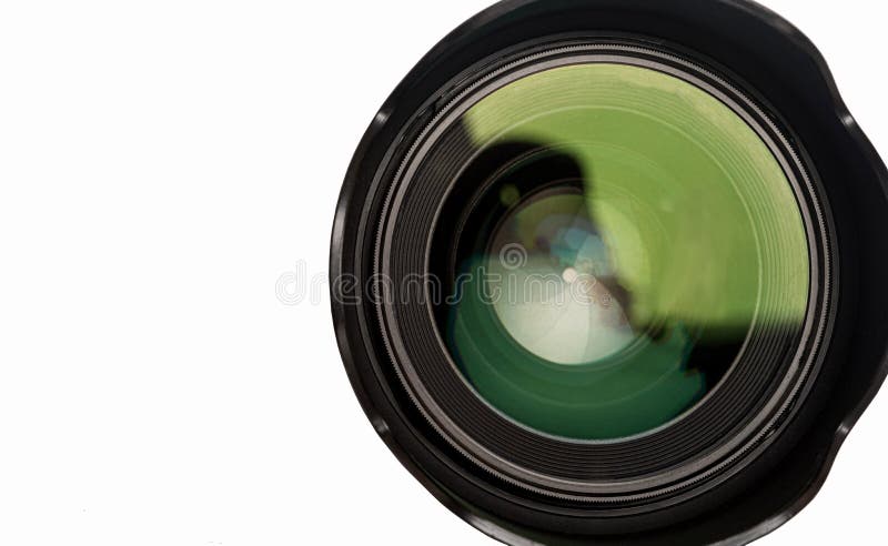 The Front of the Photo Lens on a White Background Stock Image - Image ...