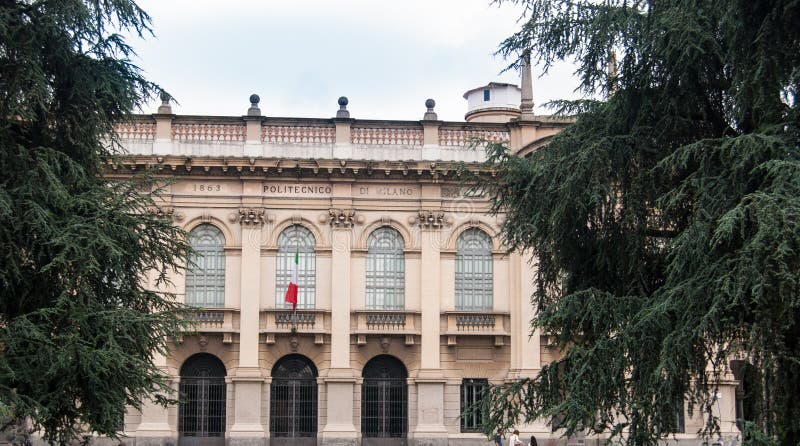 Front of the Polytechnic University of Milan between Two Pines ...