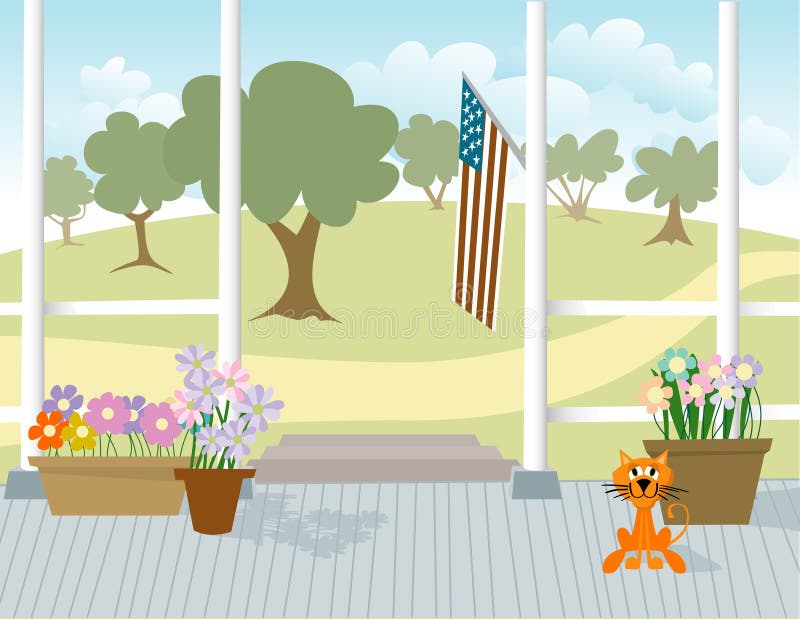 Front Porch stock vector. Illustration of holiday, feline - 12421619