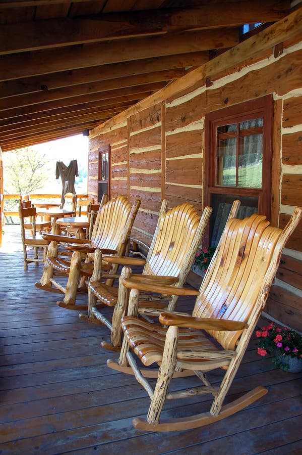 Front Porch of the Old Rustic Log Cabin. Stock Photo - Image of simple ...