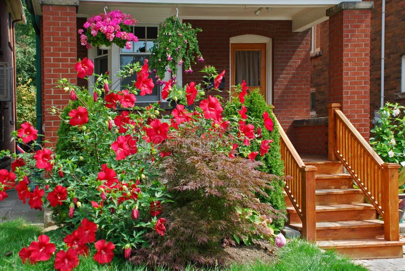 Front porch with flowers stock photo. Image of front - 31973196