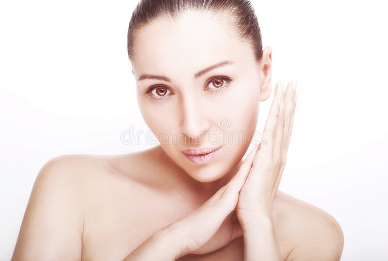 Front Portrait of Beautiful Face with Beautiful Brown Eyes - Isolated ...