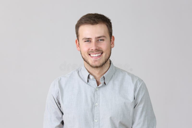 Front Portrait of a Man Isolated on Grey Stock Image - Image of gray ...
