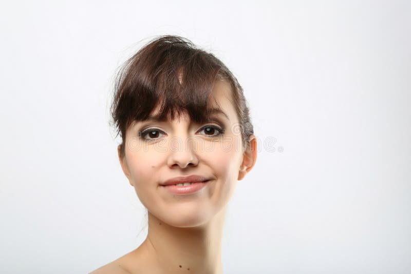 Front Portrait of the Woman with Beauty Face Stock Image - Image of ...