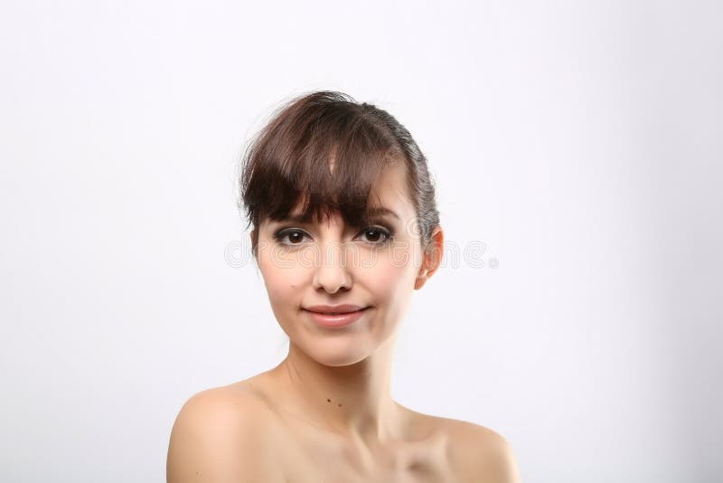 Front Portrait of the Woman with Beauty Face Stock Image - Image of ...