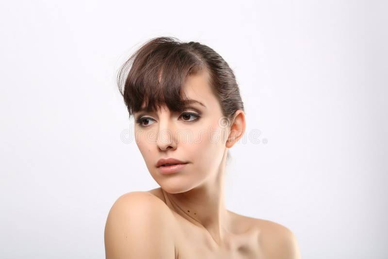 Front Portrait Of The Woman With Beauty Face - Isolated On White Stock ...