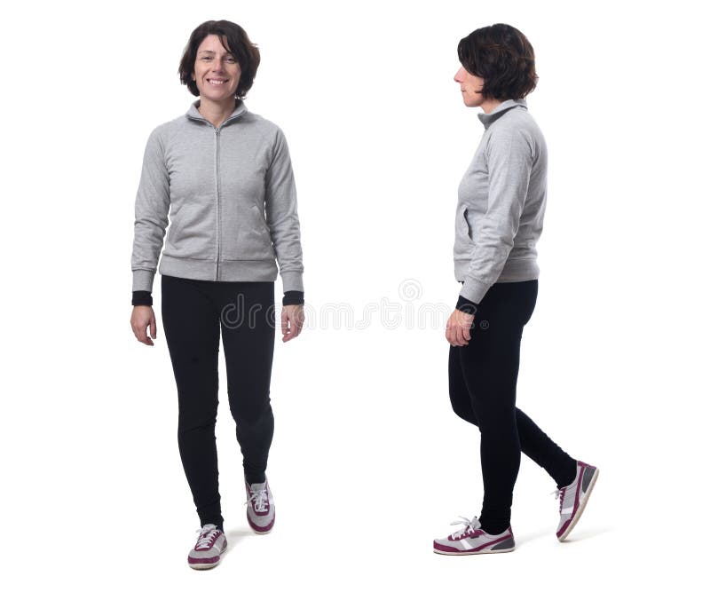 Woman Walking Front an Back on White Stock Photo - Image of hispanic ...