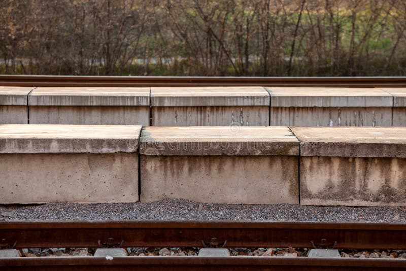 Selective Blur on a Train Station Platform Made of Concrete, Modern ...