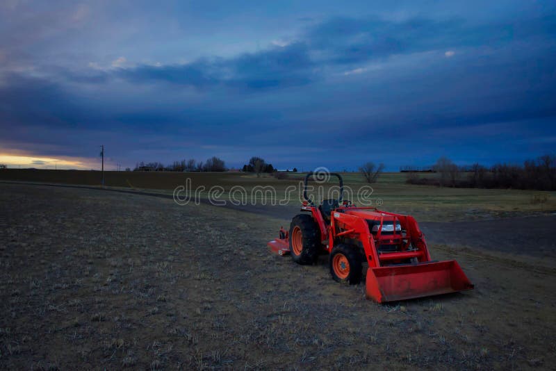 Tractor Sundown stock photo. Image of agriculture, colorado - 265644968