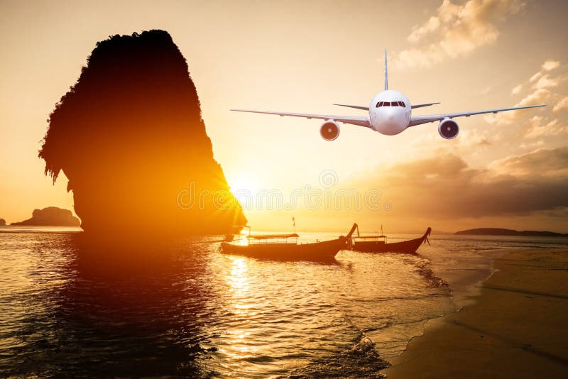 Aircraft in the sunset stock photo. Image of flight, transport - 38277632