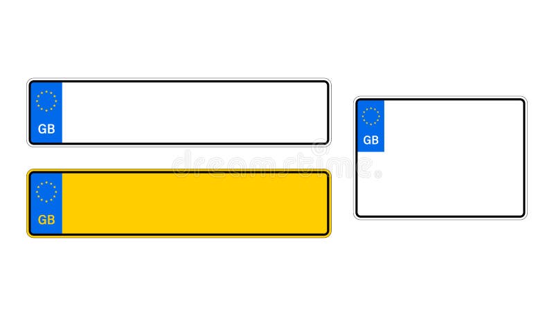 Front and Rear British Vehicle Licence Plates with EU Marking. Vector ...