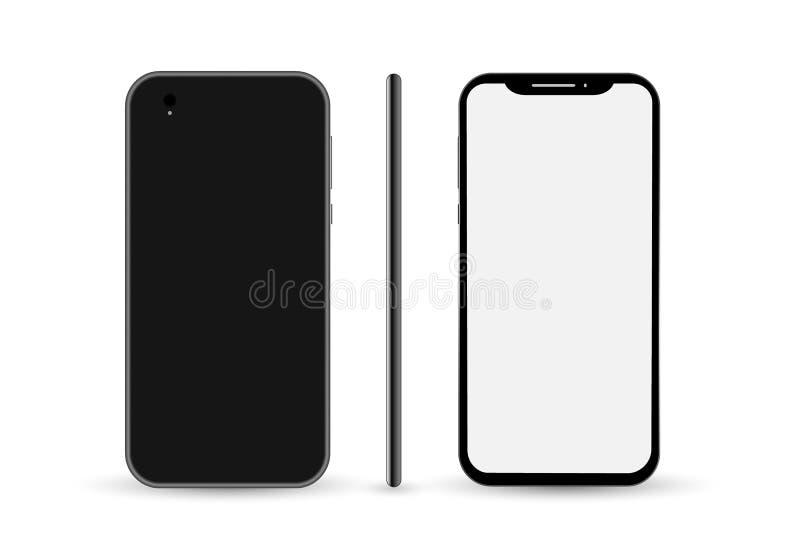 Front Rear and Side View. Mobile Phone. Vector Illustration Stock ...