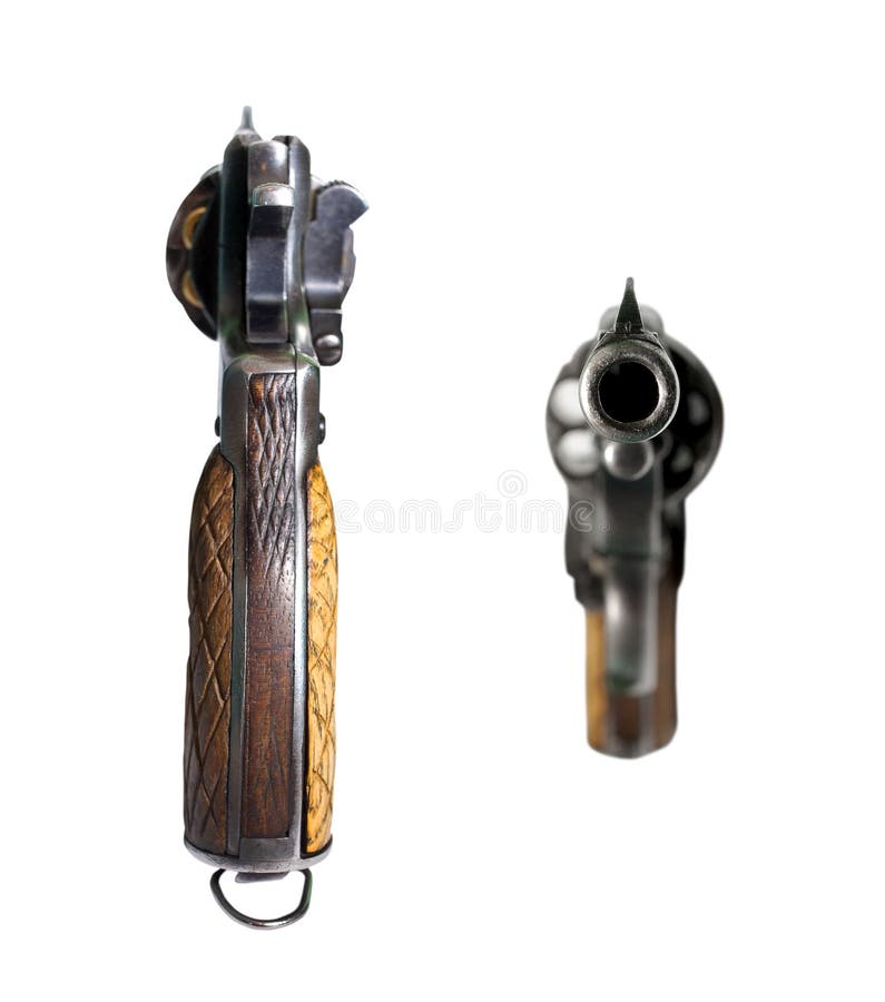 Front and Rear View of the Old Revolver Stock Photo - Image of reel ...