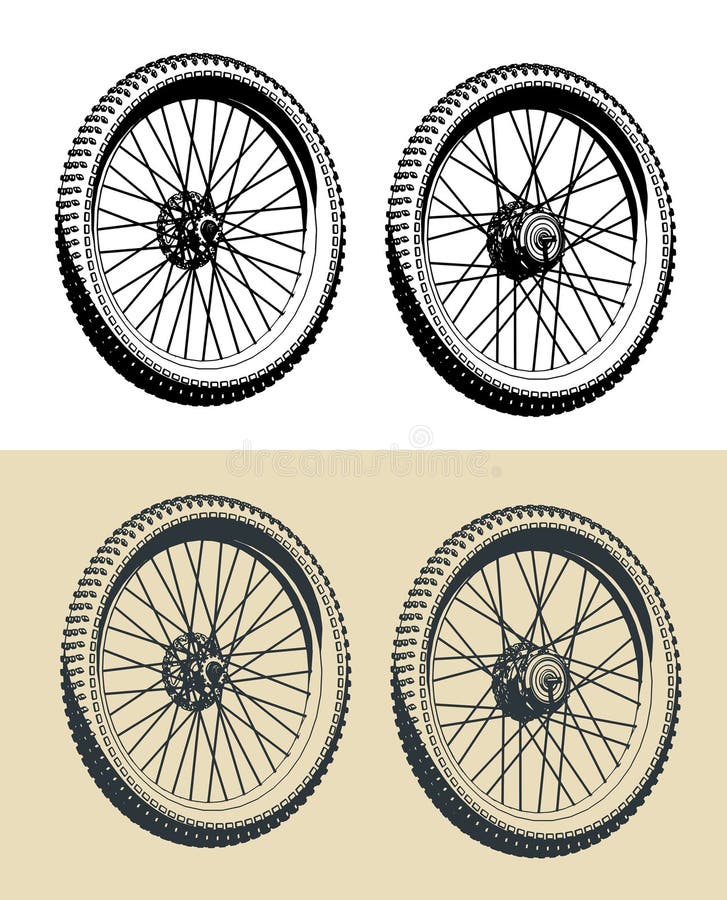 Front and Rear Wheels of a Bicycle Stock Vector - Illustration of ...