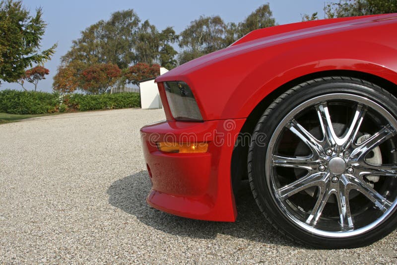 Red american muscle car stock photo. Image of driving - 4054972