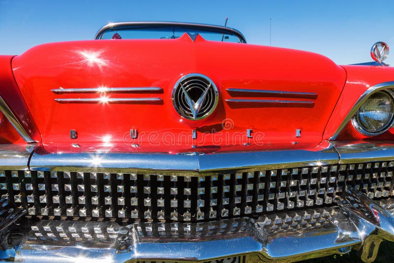 Front of a Red Buick Classic Car Editorial Image - Image of blue ...