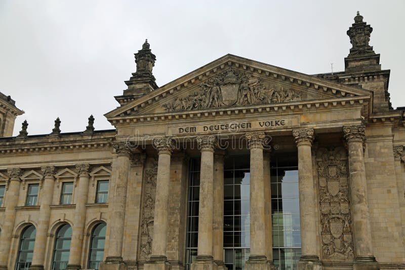 The front of the Reichstag stock image. Image of attraction - 245765111