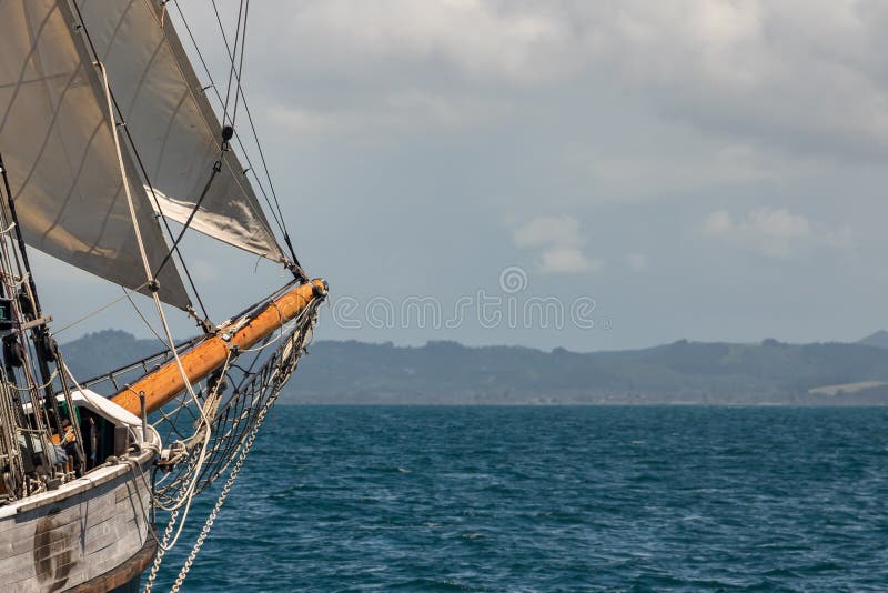 Front of Sail Ship with Calm Ocean Ahead Editorial Image - Image of ...