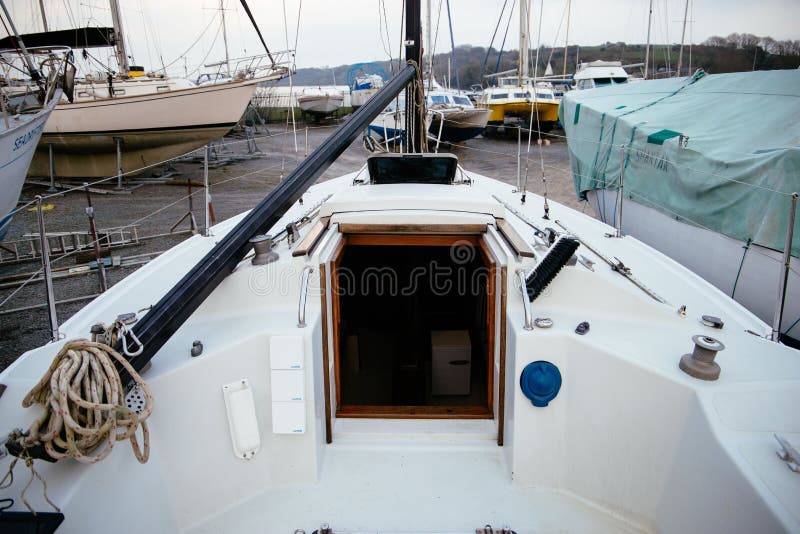 Front of a Sailing Boat in the Port Stock Photo - Image of ropes ...