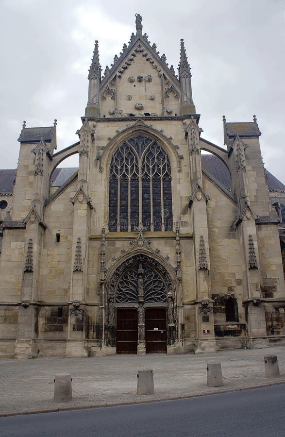 Front of Saint Remi Basilica Stock Image - Image of church, portal ...
