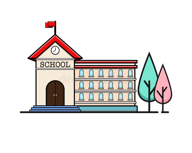 Front of School Building in Flat Vector Design Isolated Stock Vector ...