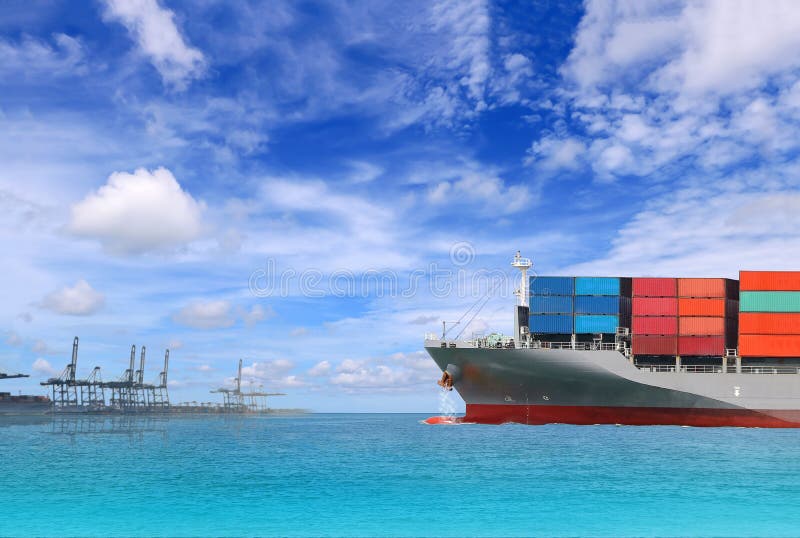 Front Ship Sailing in the Sea with Container Box Stacking Stock Photo ...