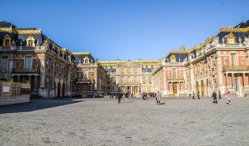 Front Facade Of Famous Palace Versailles Stock Photo - Image of louis ...