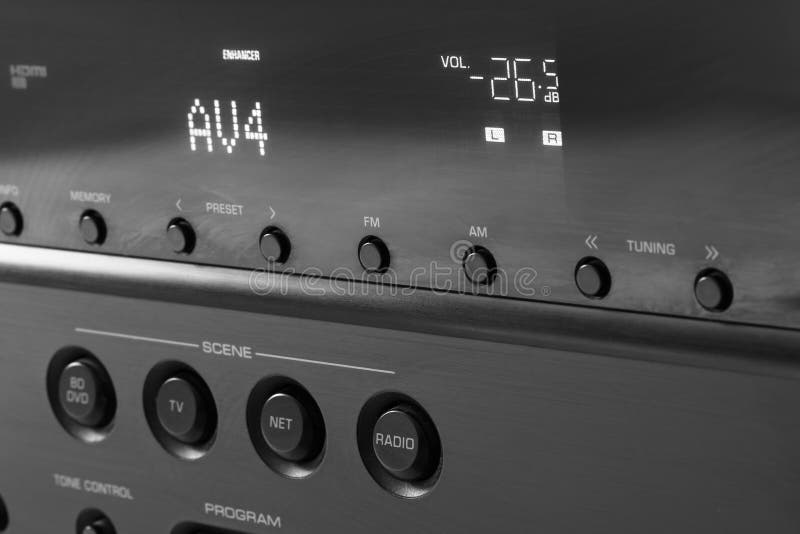 Front Side of the AV Receiver with Display and Controls Stock Image ...