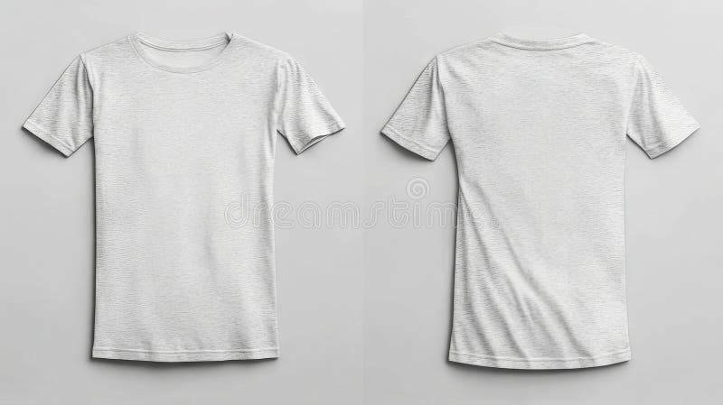 The Front, Side, and Back of a Grey T-shirt Mockup are Displayed on a ...
