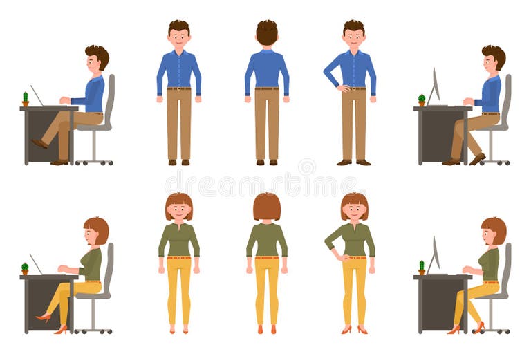 Character Sitting Chair Side View Stock Illustrations 336 Character