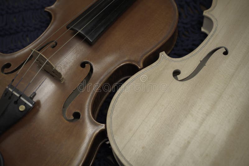 Front Side of Completed Violin Put Besied Raw Violin Stock Image ...