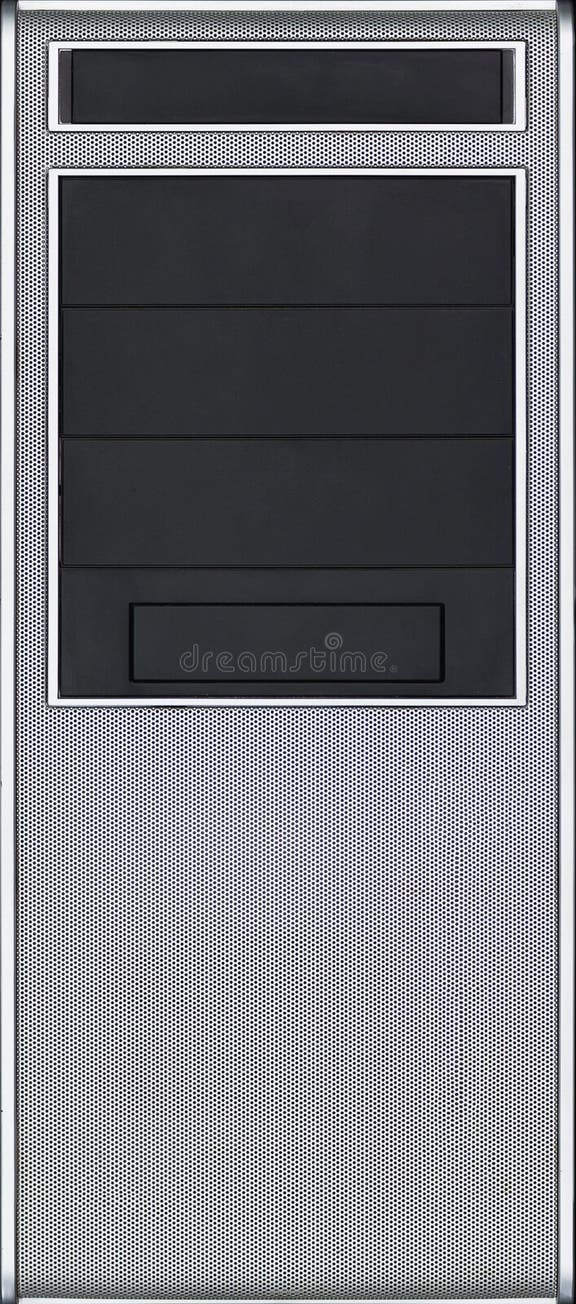 Front Side of Computer Case Made from Silver Steel. Stock Photo - Image ...