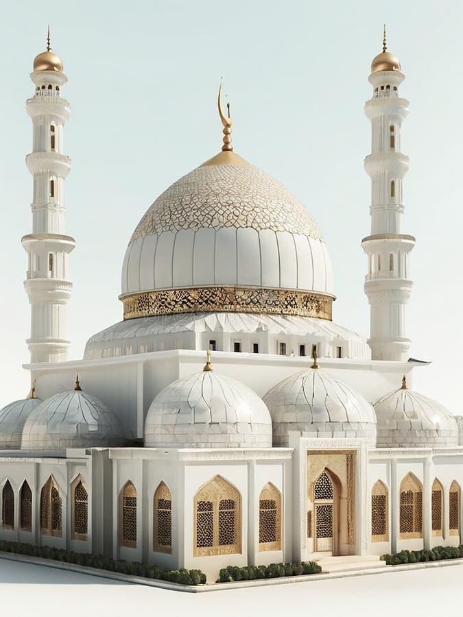 The Front Side of the Mosque Stock Illustration - Illustration of white ...