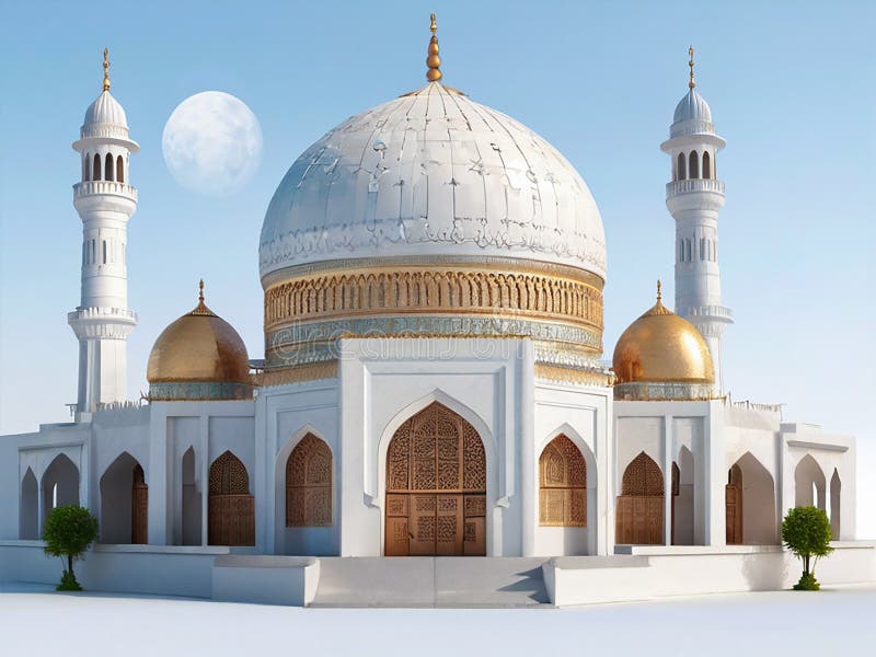 The Front Side of the Mosque, Ai Generator Stock Illustration ...