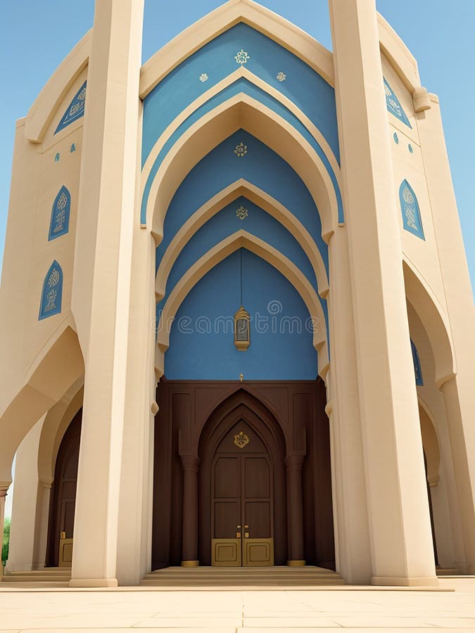 The Front Side of the Mosque Building, Vector Illustration Stock ...