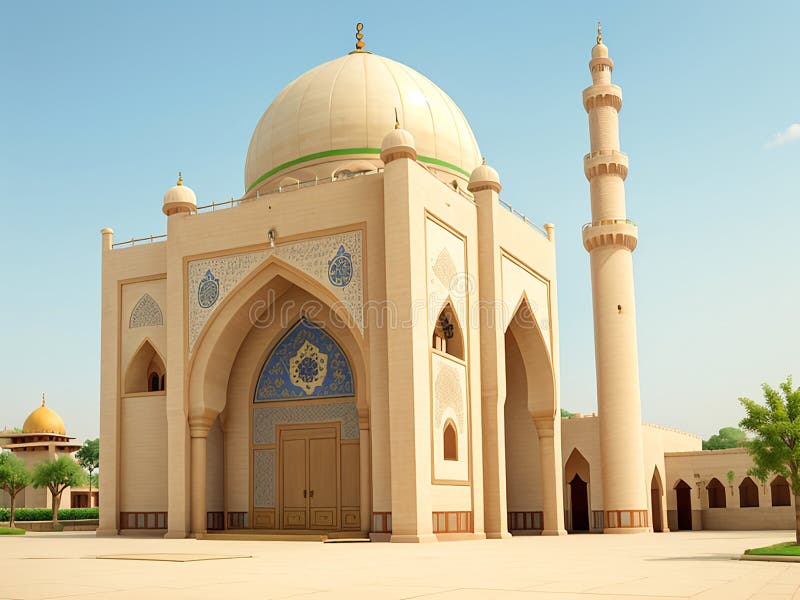 The Front Side of the Mosque Building, Vector Illustration Stock ...