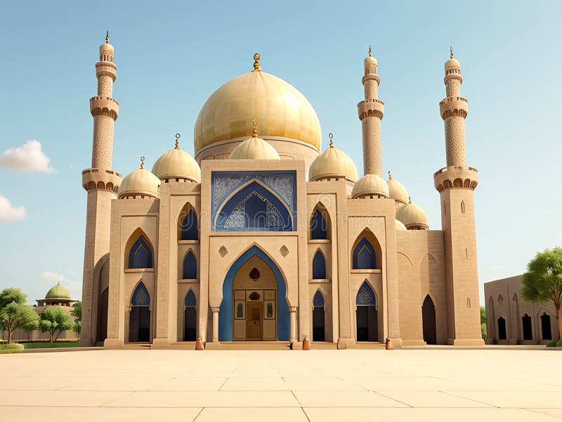 The Front Side of the Mosque Building, Vector Illustration, Stock ...