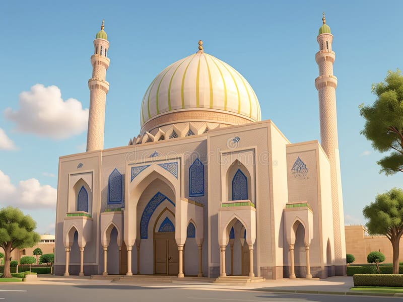 The Front Side of the Mosque Building, Vector Illustration Stock ...