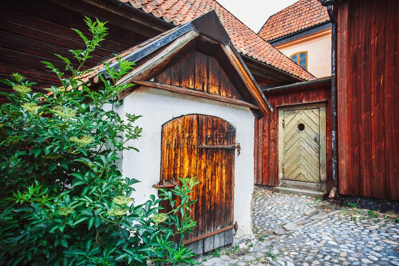 Front Side of Old Traditional Wooden House Stock Photo - Image of ...