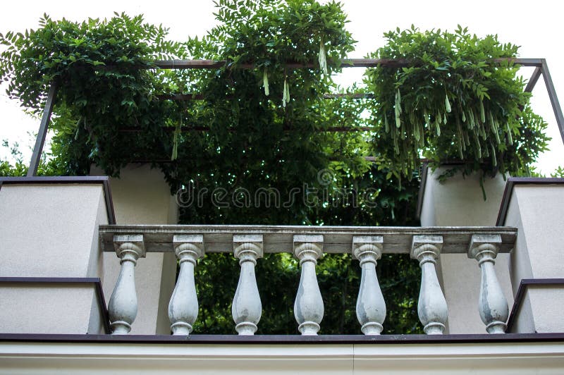 An Old Vintage Concrete Balcony Stock Photo - Image of construction ...