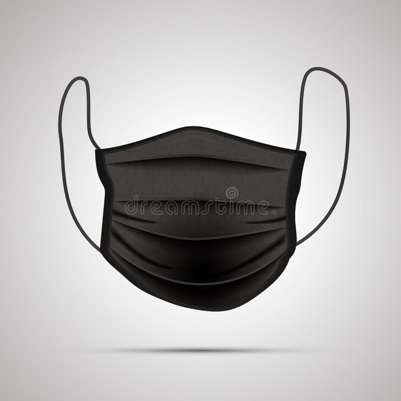 Front Side of Realistic Black Medical Face Mask on Gray Stock ...