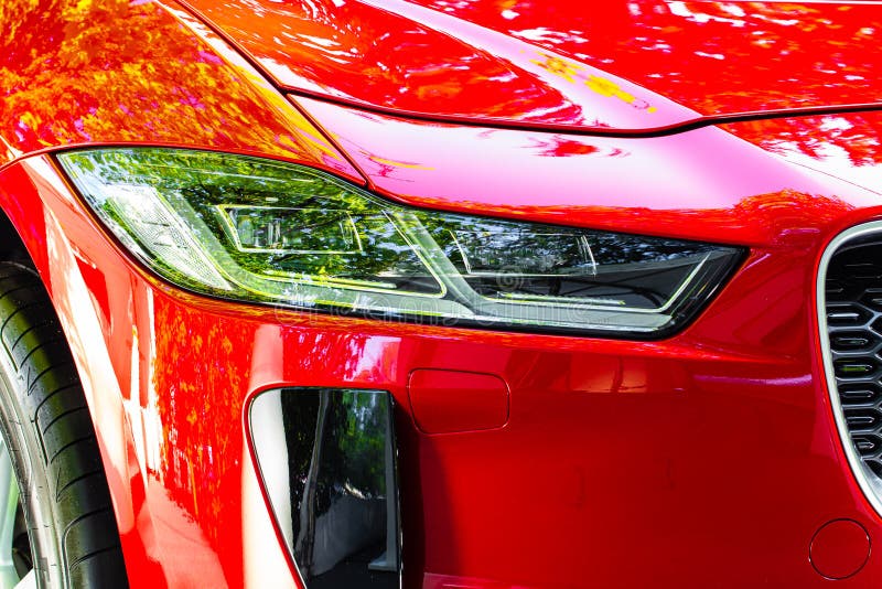 Front Side of Red Jaguar I-Pace Stock Image - Image of future, modern ...