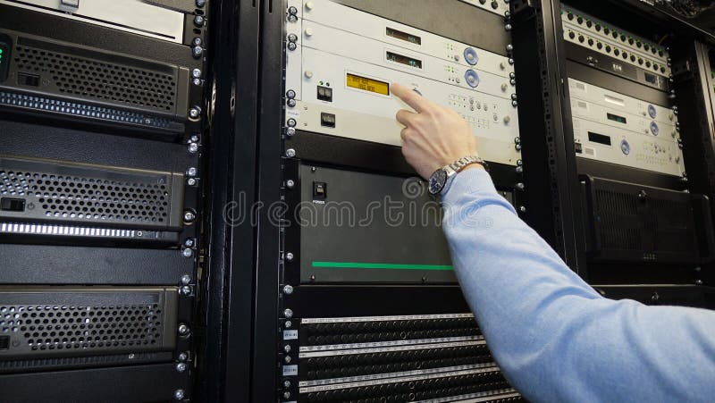 Man Fix Server Network in Data Center Room Stock Photo - Image of ...